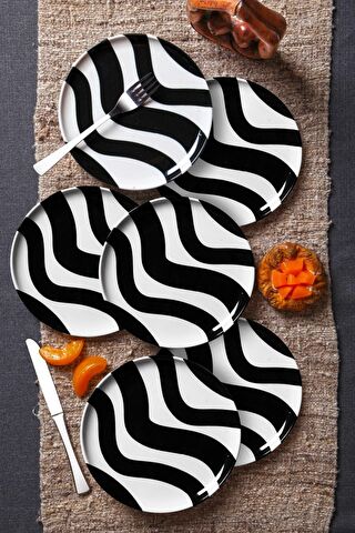 KARIŞIK 6'Lı Özel Tasarım 20 cm Handmade Şerit Pasta Tabağı Seti ...