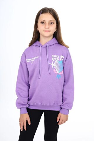 LİLA Space Baskılı Kız Kapüşonlu Sweat 1036 - S000040782-17878 | LCW