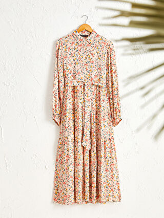 PEMBE Çiçek Desenli Kuşaklı Viskon Elbise - 0ST835Z8-LT4 | LCW