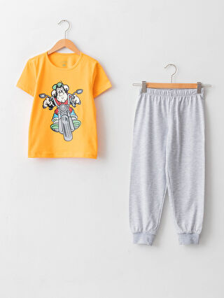 TURUNCU Bisiklet Yaka Nostaljik Maymun Baskılı Kısa Kollu Çocuk Pijama ...