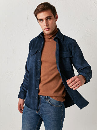 LACİVERT Regular Fit Uzun Kollu Kadife Gömlek - 0WG302Z8-CRP | LCW