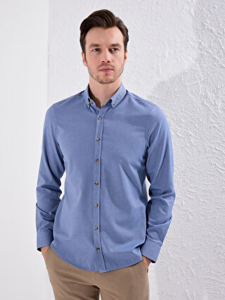 MAVİ Slim Fit Uzun Kollu Oxford Gömlek - 0WBA87Z8-CUR | LCW