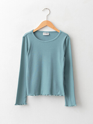 Crew Neck Basic Long Sleeve Girl T-shirt -W1BR53Z4-GP4 - W1BR53Z4-GP4 ...