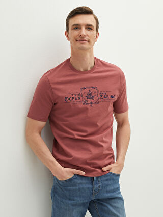 Чоловіча бавовняна футболка з круглим вирізом, короткими рукавами та ...