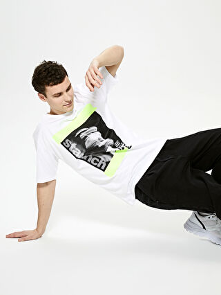 BEYAZ Bisiklet Yaka Kısa Kollu Baskılı Penye Erkek Tişört - S1ED04Z8 ...