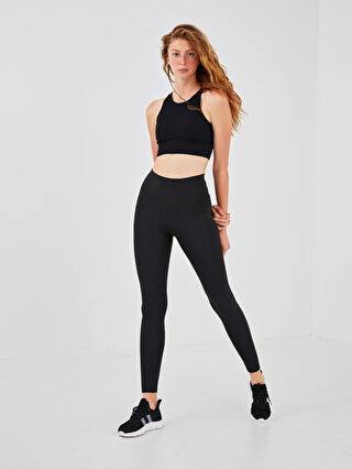 SİYAH Beli Lastikli Düz Aktif Spor Kadın Tayt - S1IL94Z8-CVL | LCW