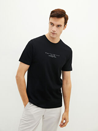 Crew Neck Short Sleeve Printed Combed Cotton Men's T-shirt -S1ME40Z8-CVL - S1ME40Z8-CVL - LC Waikiki