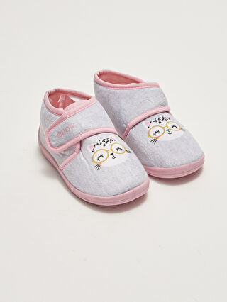 GRİ Nakış Detaylı Cırt Cırtlı Kız Bebek Panduf - W1FR73Z4-S0K | LCW