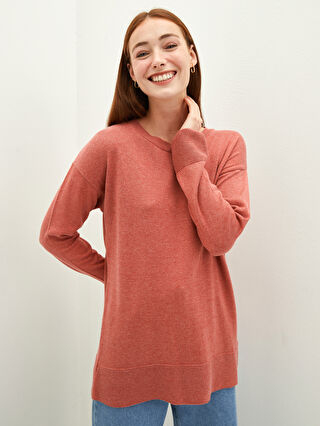 PEMBE Bisiklet Yaka Düz Uzun Kollu Kadın Triko Kazak - W1GV07Z8-GPV | LCW