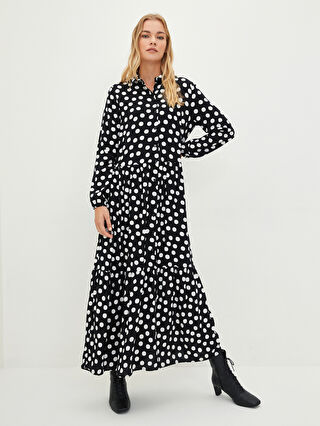 Front Button Closure Polka Dot Long Sleeve Viscose -W1K841Z8-LRA ...
