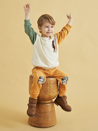 SARI Beli Lastikli Nostaljik Maymun Baskılı Erkek Bebek Jogger Eşofman ...