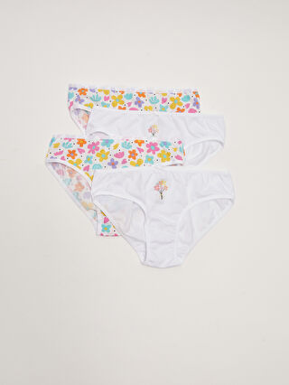 BEYAZ Baskılı Pamuklu Kız Çocuk Külot 4'lü - S2BO91Z4-E5X | LCW