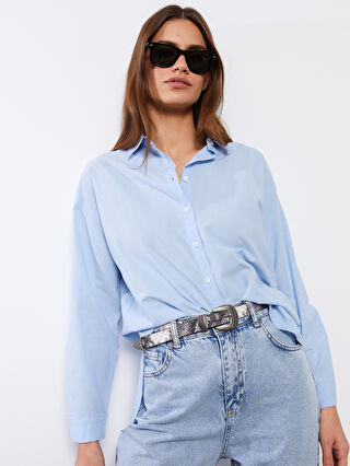 MAVİ Önden Düğme Kapamalı Düz Uzun Kollu Oversize Poplin Kadın Gömlek ...