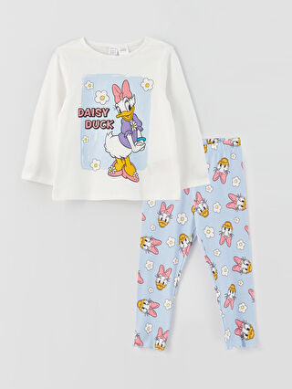 Crew Neck Long Sleeve Daisy Duck Printed Baby Girls' Pyjama Set ...