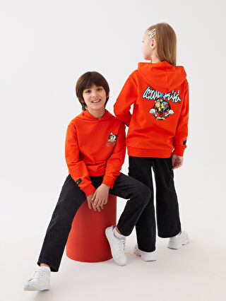 TURUNCU Kapüşonlu Nostaljik Maymun Baskılı Uzun Kollu Unisex Çocuk ...