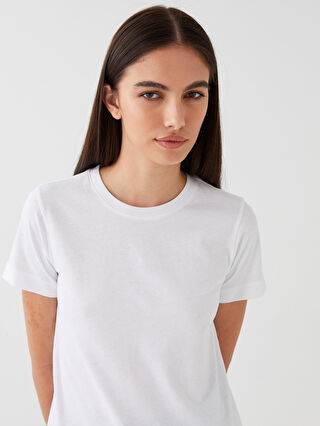 Crew Neck Plain Short Sleeve Women's T-Shirt -W36513Z8-Q6K - W36513Z8-Q6K - LC Waikiki