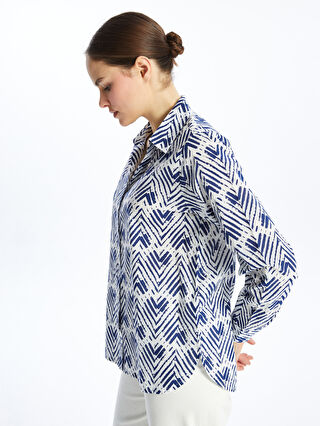 Patterned Long-Sleeve Poplin Women's Shirt -S4AE24Z8-LS3 - S4AE24Z8-LS3 ...