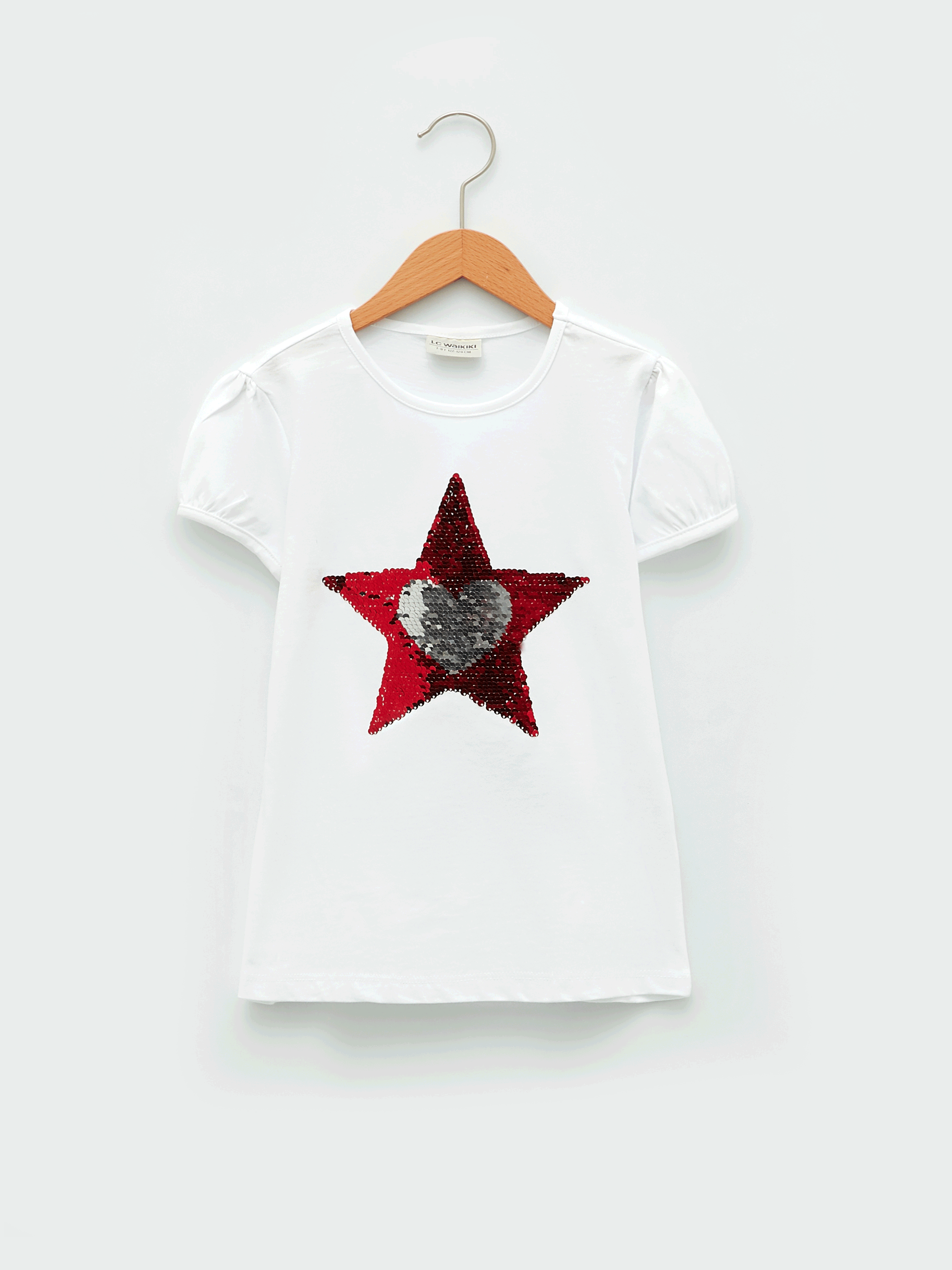 Crew Neck Two Way Sequined Short Sleeve Cotton Girls T Shirt S2ED31Z4 Crew Neck Two Way Sequined Short Sleeve Cotton Girls T Shirt S2ED31Z4
