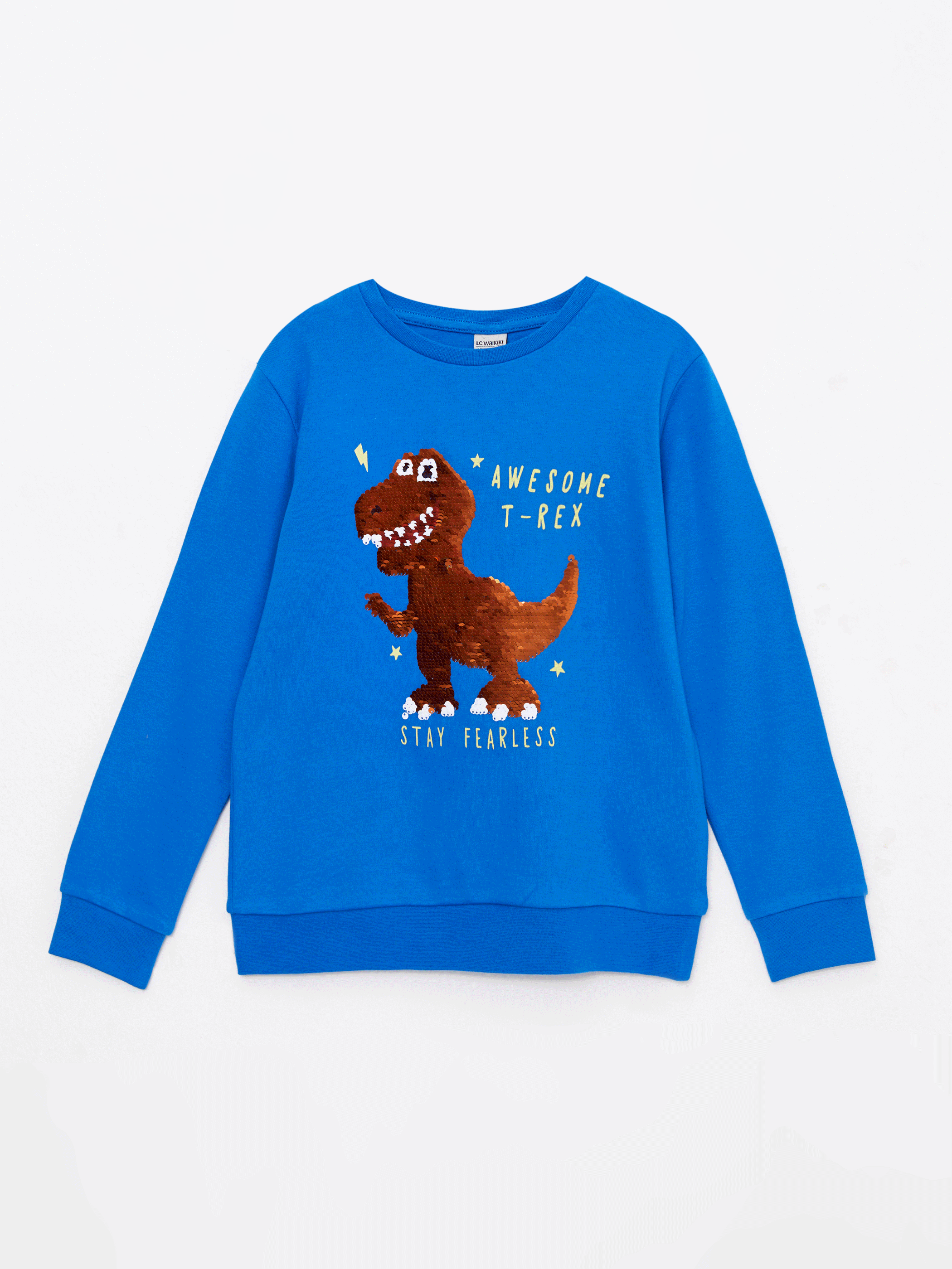 Crew Neck Printed Reversible Sequined Long Sleeve Boy T Shirt W2AK81Z4 Crew Neck Printed Reversible Sequined Long Sleeve Boy T Shirt W2AK81Z4